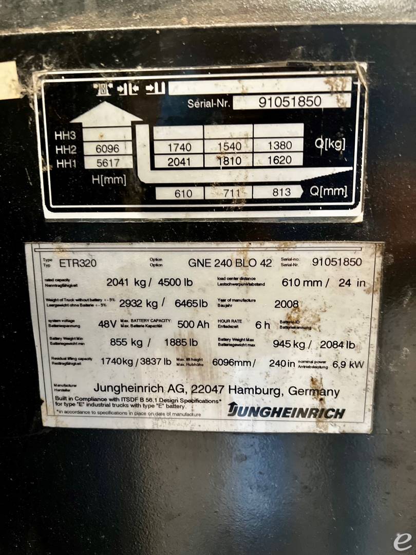 2008 Jungheinrich ETR320 For Sale In Kingwood, Texas | UsedEquipmentHub.com